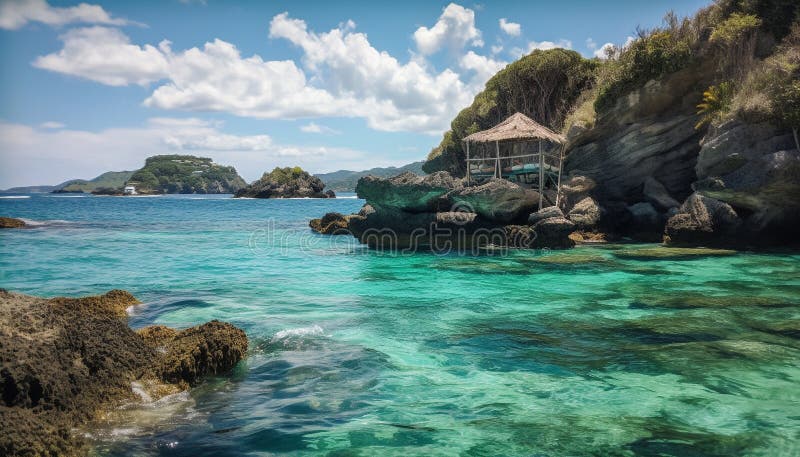 Tranquil Scene by Waters Edge, Turquoise Waters Generated by AI Stock ...