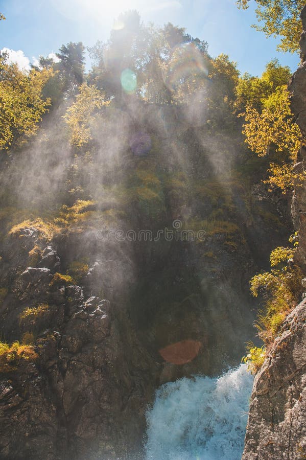 Tranquil Scenery with Mountain River and Sunlight Stock Photo - Image ...