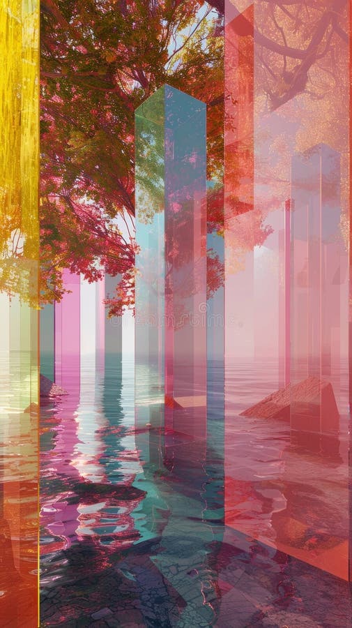 A Tranquil Seascape of Prisms Gently Swaying in a Serene Ocean of Color ...