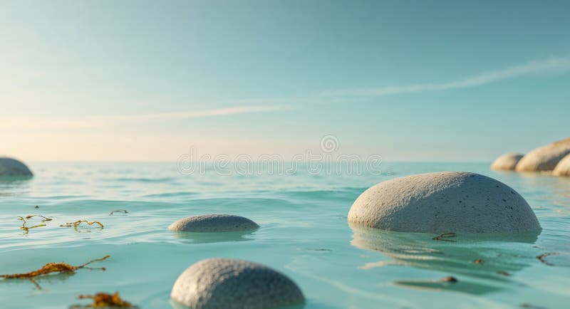 Tranquil Seascape with Smooth Rocks in Crystal Clear Water. Stock Photo ...