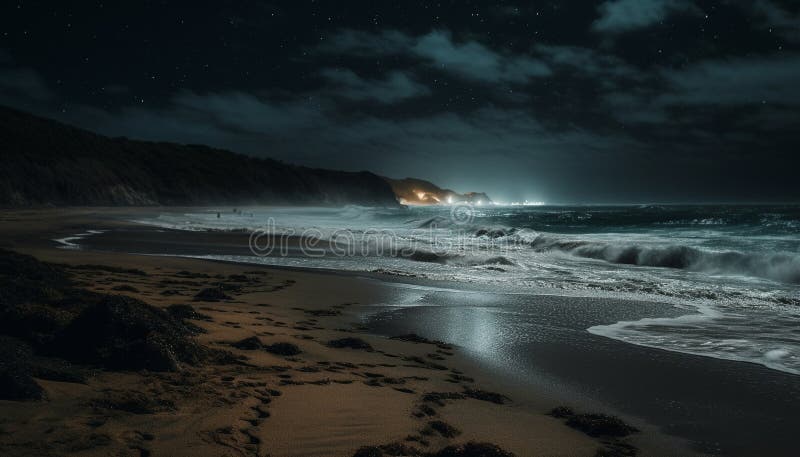 Tranquil Seascape at Waters Edge, Breaking Waves on Rocky Coastline ...