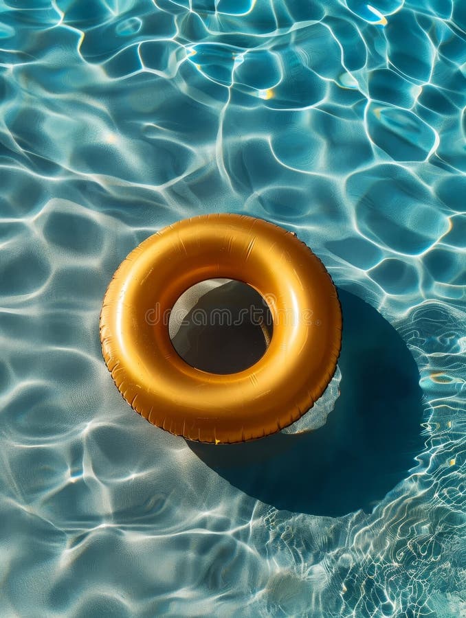 Tranquil and Serene Image of a Dark Gold Inflatable Circle Floating in ...