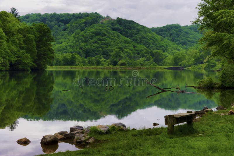 Tranquil Setting Along a Lake Stock Image - Image of reflecting, nature ...