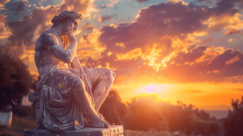 A Philosopher& X27;s Statue Sits in Contemplation, Surrounded by a ...