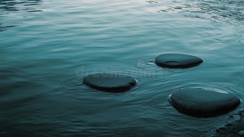 Tranquil Setting of Rocks in Gentle Water Creating a Peaceful Natural ...