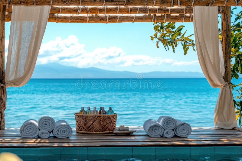 Tranquil Spa Setting with Foot Massage Products by the Beachside Oasis ...