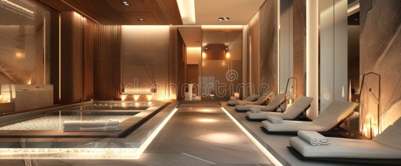 Modern Spa Interior Design Featuring Relaxation Loungers and ...