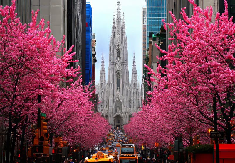 A Tranquil Spring Landscape Unfolds in Central Park, New York, USA ...