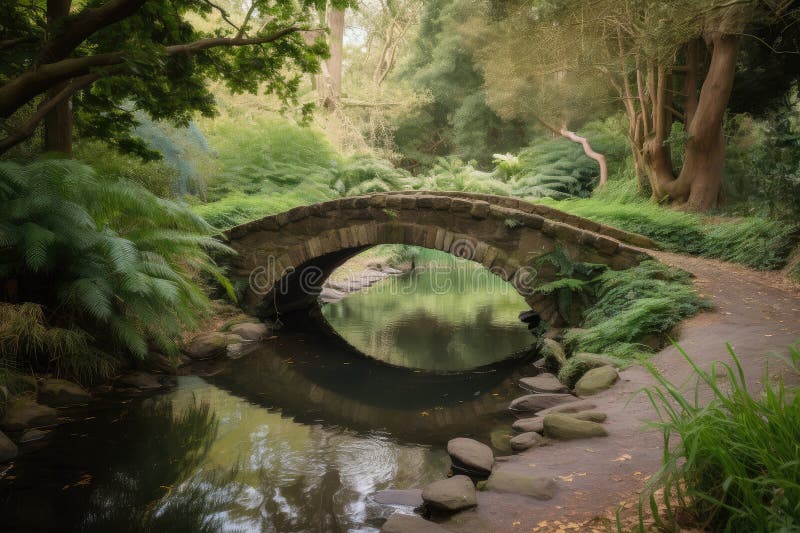 A Tranquil Stream, with a Bridge Providing Passage Over the Water Stock ...