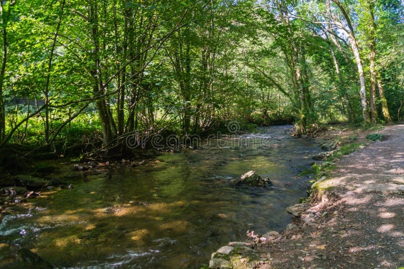 A Tranquil Stretch of the River Heddon in North Devon Stock Photo ...