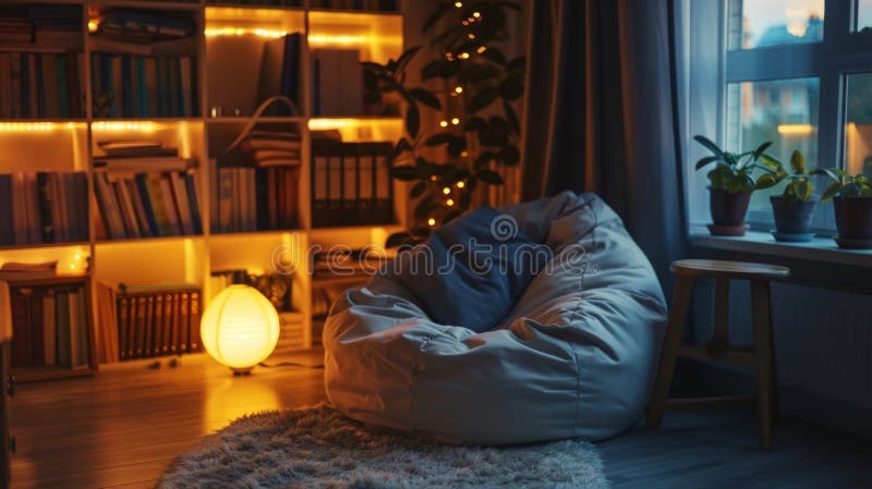 A Tranquil Study Corner Illuminated by Soft Light and Adorned with a ...