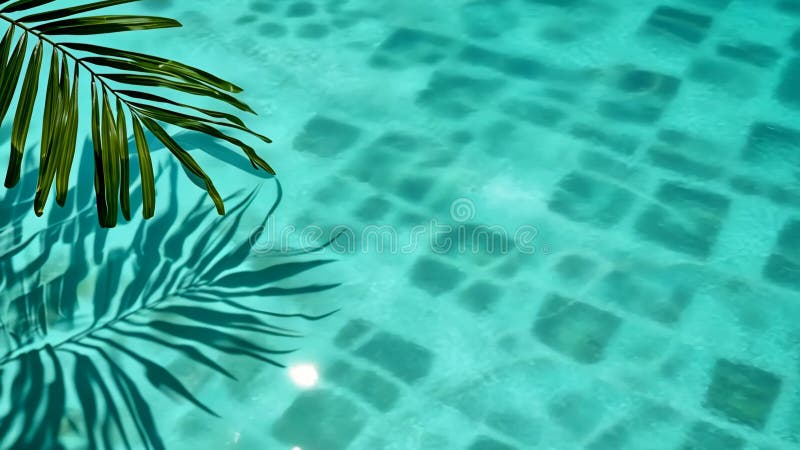 Tranquil Summer Scene with Palm Leaf Shadow on Rippling Turquoise Water ...