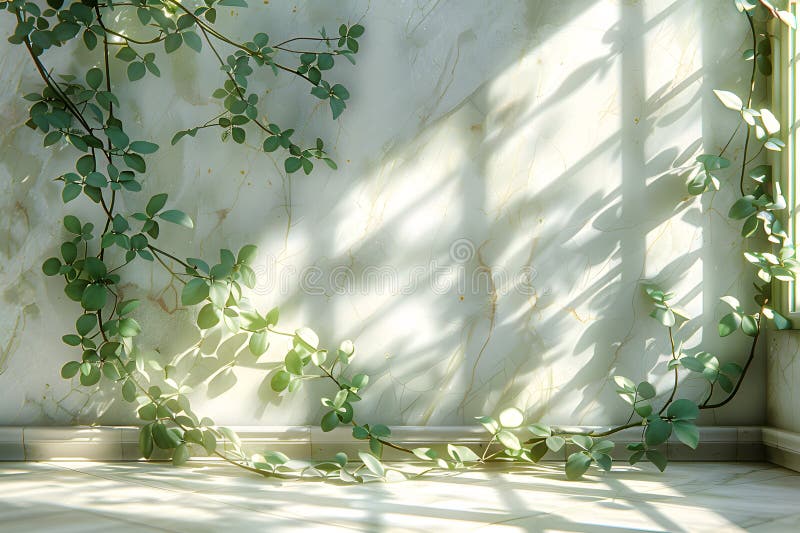 Tranquil Sunlit Wall with Climbing Greenery - Nature-Inspired Interior ...