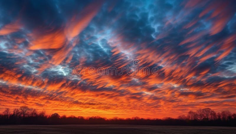 A Tranquil Sunrise Silhouette Over a Vibrant Multi Colored Meadow ...
