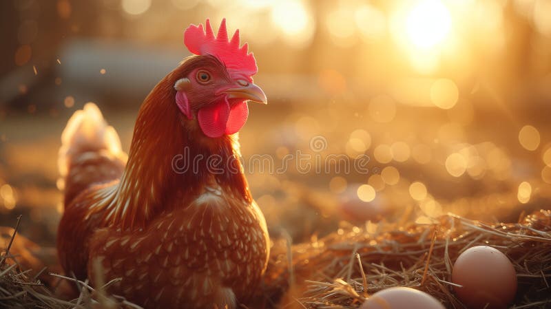 Tranquil Sunset Hen Dedicated To Hatching Eggs in Peace Stock ...