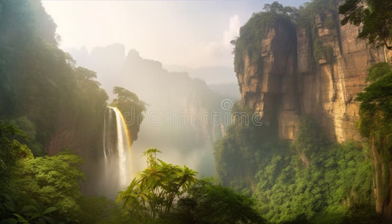 Tranquil Sunset Hike through Majestic Tropical Rainforest Mountain ...