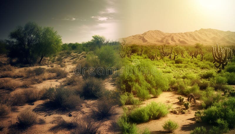 Tranquil Sunset Over Arid African Terrain, Beauty in Nature Extremes ...