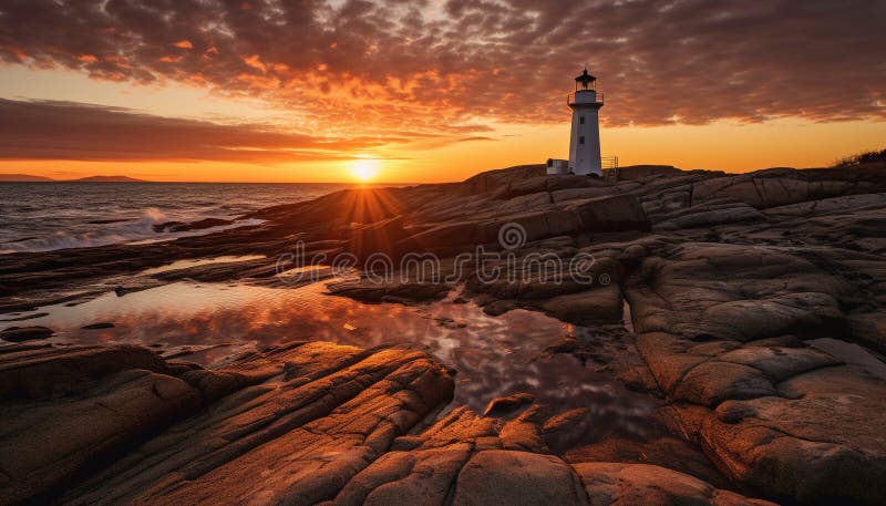 Tranquil Sunset Over Famous Cliff Beacon Guides Sailing Adventure ...