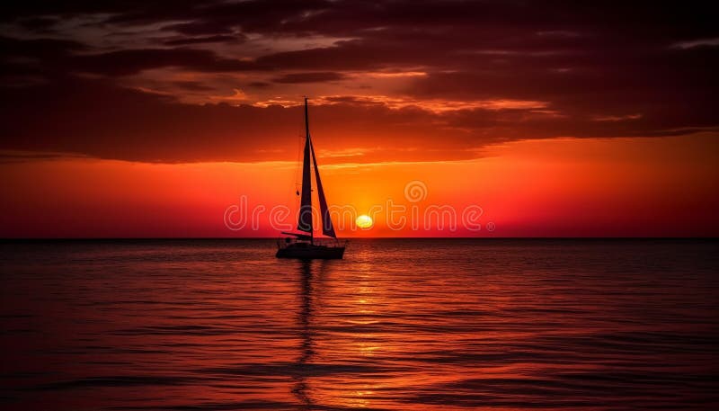A Tranquil Sunset Sail on a Nautical Vessel, Pure Relaxation Generated ...