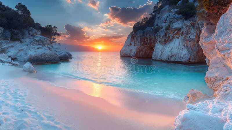Tranquil Sunset at Secluded Cala Goloritze, Sardinia with Pristine ...
