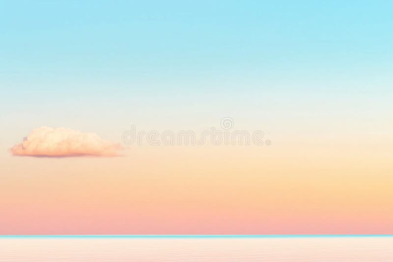 Tranquil Sunset Sky with Single Cloud and Gradient Pastel Colors Over ...