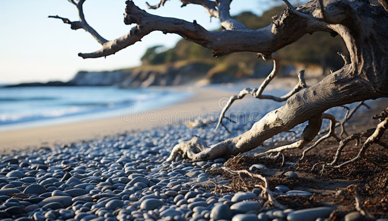 Tranquil Sunset, Water Edge, Tree Branch, Nature Beauty Generated by AI ...