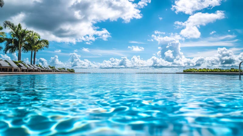 Tranquil Swimming Pool Perspective with Clear Blue Water and White ...