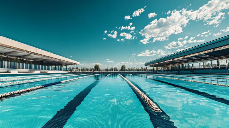 Tranquil Swimming Pool View Half Underwater Perspective with Clear ...