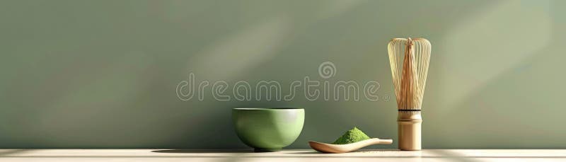 Tranquil Tea Ceremony Setting with Matcha and Bamboo Whisk for Zen ...