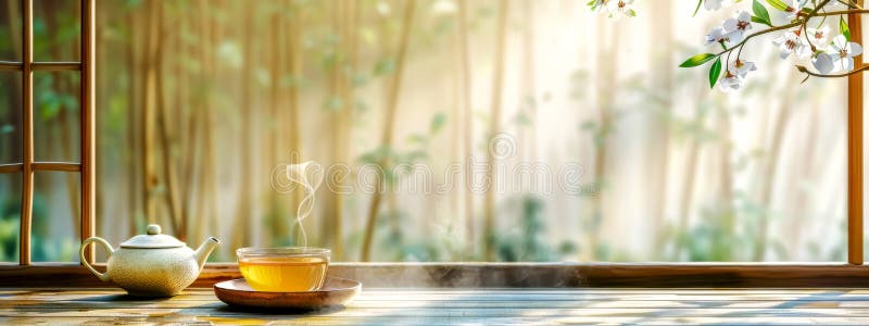 Tranquil Tea Time by a Sunny Window Stock Image - Image of relaxation ...