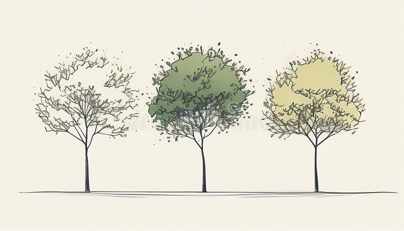 Tranquil Trio of Petite Trees: a Minimalist Vector Design by Yayoi ...