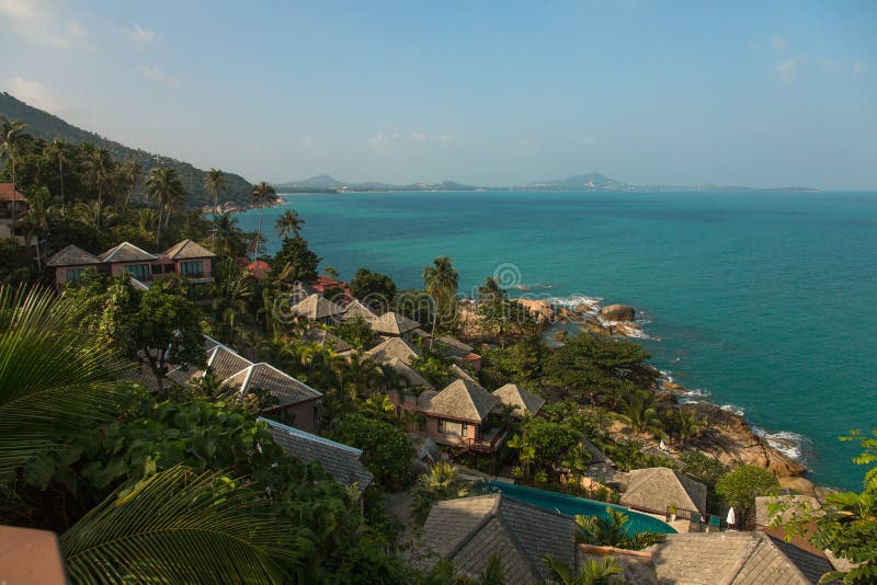 Tranquil Tropical Corner with Sea View Stock Image - Image of aqua ...