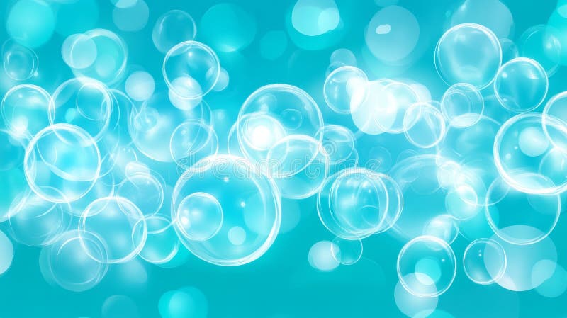 Tranquil Turquoise Background with Floating, Translucent Bubbles ...