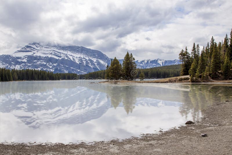 Tranquil Two Jack Lake, Banff 1 Stock Image - Image of park, mountains ...