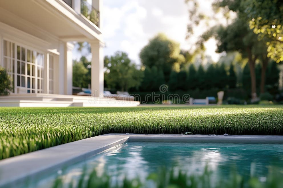 Tranquil Villa Setting with Immaculate Greenery. Stock Illustration ...