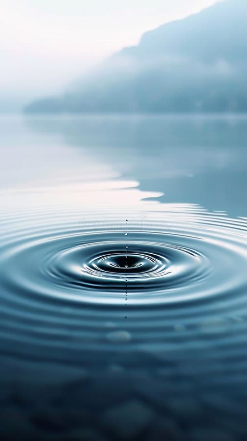 Tranquil Water Drop and Ripples Morning Light Copyspace Stock ...