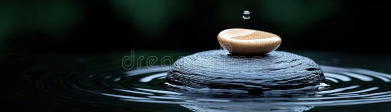 Tranquil Water Drop on Stone with Smooth Pebble in Serenity and Calm ...