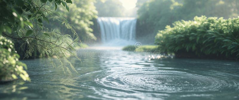 Tranquil Water Feature with Flowing Stream and Lush Greenery Near a ...