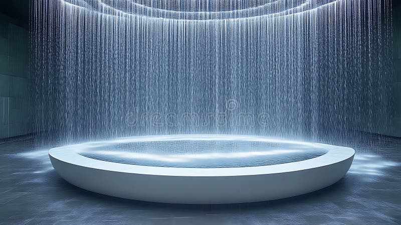 Tranquil Water Feature Indoor Waterfall Design Stock Illustration ...