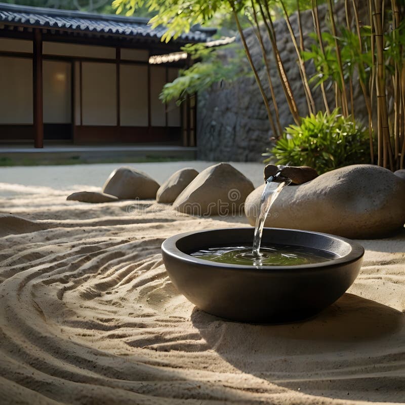 Tranquil Water Feature Meticulously Crafted Japanese Garden Stock ...