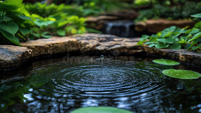 Tranquil Water Feature with Ripples Stock Illustration - Illustration ...