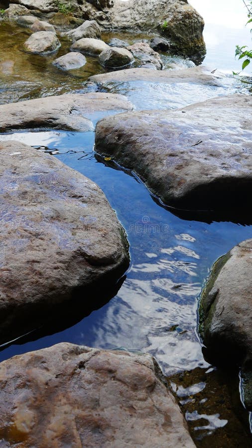 Tranquil Water Flow between Flat Rocks in a Zen Setting Stock Photo ...