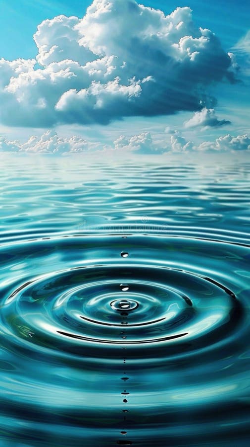 Tranquil Water Ripple with Clouds Reflection. Generative Ai Stock ...
