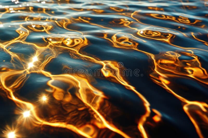 Tranquil Water Ripples with Sunlight Reflections Stock Illustration ...