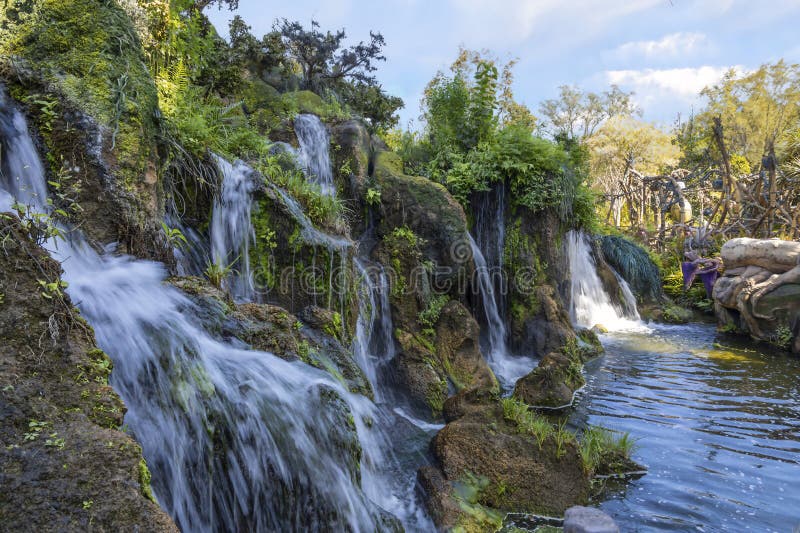 Tranquil Waterfall Scene, Orlando, Florida Stock Image - Image of ...