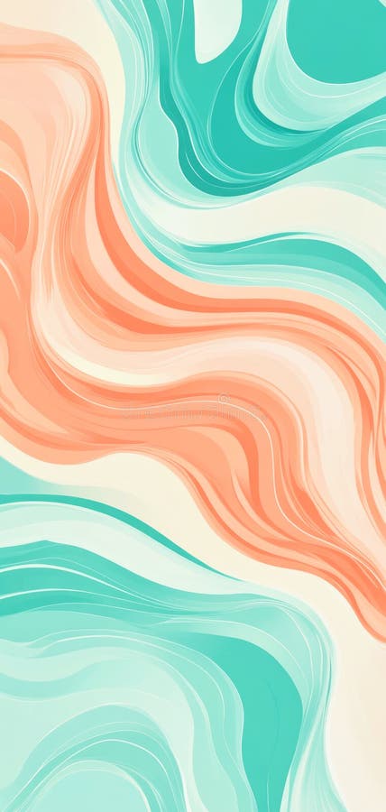 Tranquil Wave Patterns in Turquoise and Coral for a Peaceful IPhone ...