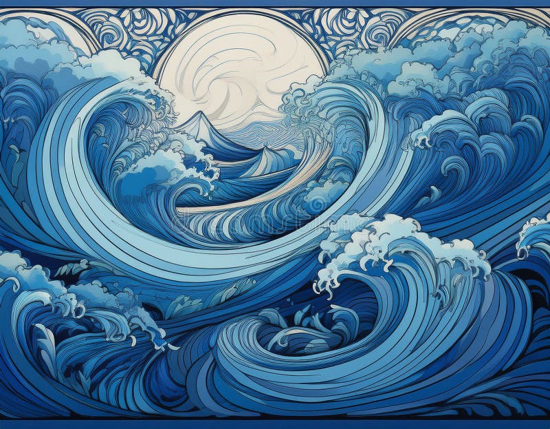 A Calming Blue and Green Geometric Pattern with Layered Squares and ...