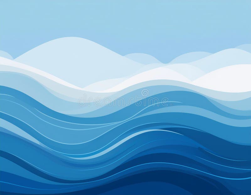 Tranquil Waves with a Calming Blue Tone Stock Illustration ...