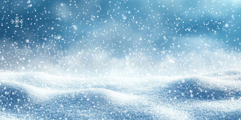 Serene Snowy Landscape with Gentle Falling Snowflakes Over a Wintery ...