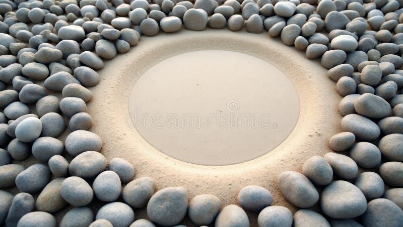 Tranquil Zen Garden with Pebble Circle Stock Illustration ...